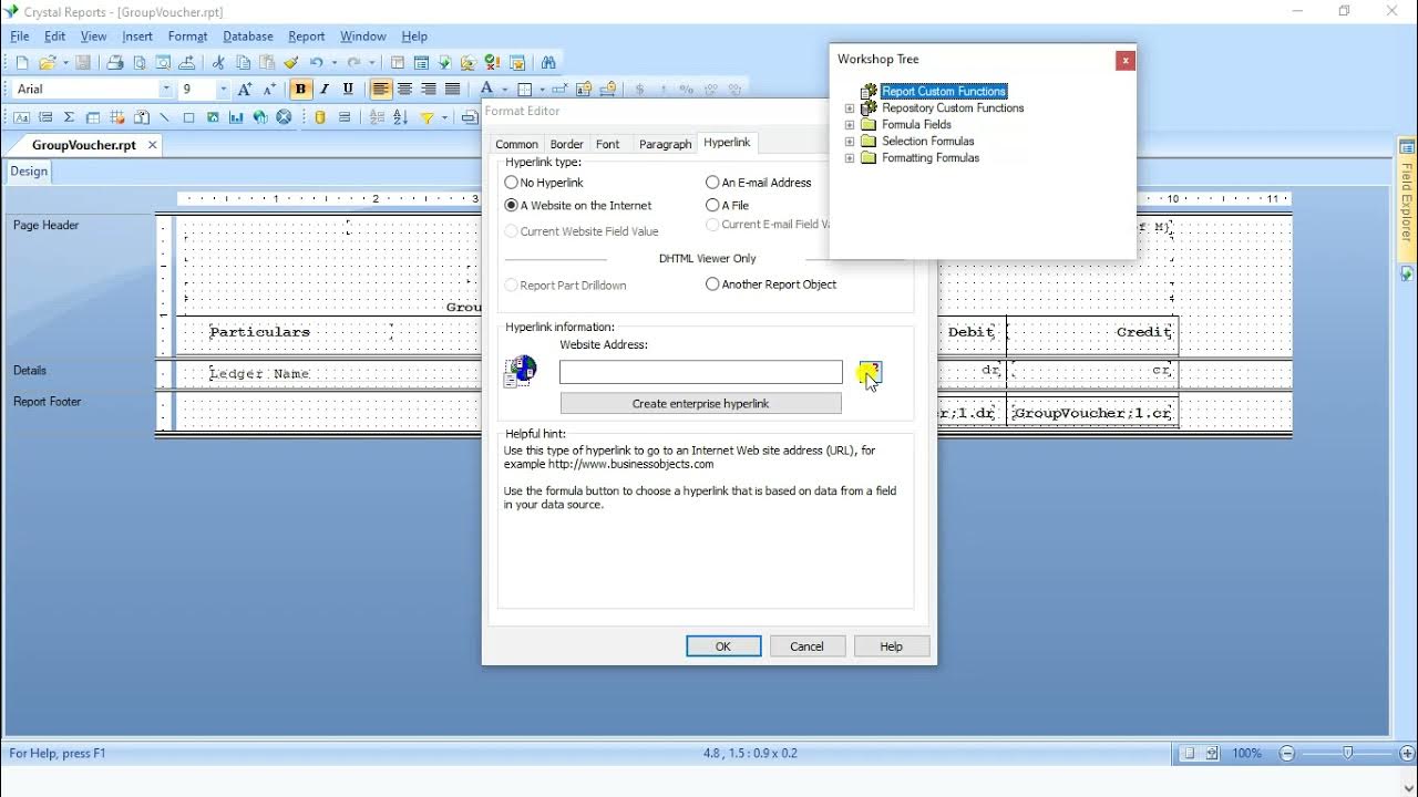 Linking of Crystal report file with another file clickable. Kaizen Framework. Low Code Platform ...