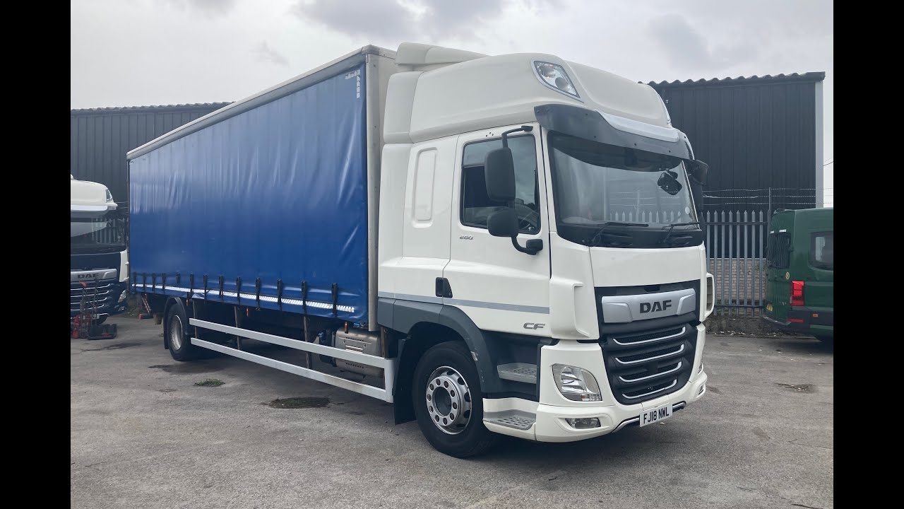 DAF CF 260 18 T CURTAIN SIDE TUCKAWAY TAILLIFT - FJ18NWL - YouTube