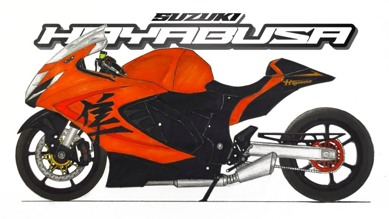 Lukis motor hayabusa Modified | Cara menggambar motor hayabusa - YouTube