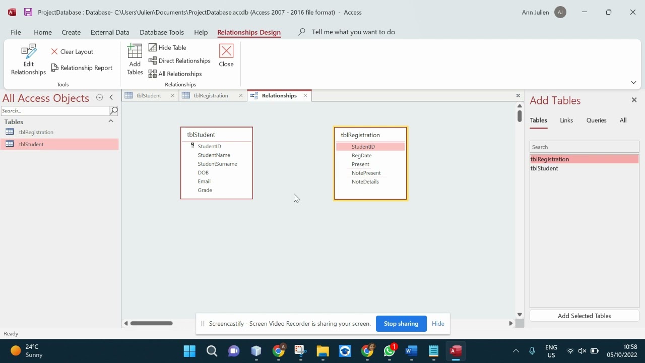 MS ACESS: Part2 - Creating Relationship diagrams and queries - YouTube