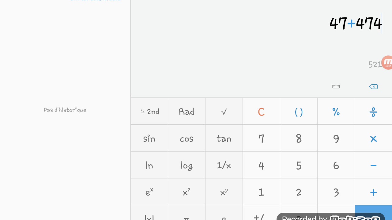 c'est pour calculer mais vu voilà les amis ça fait combien ça fait 521 ...