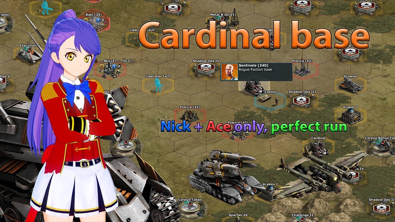 War Commander - Cardinal base (Nick + Ace only, perfect run) - YouTube