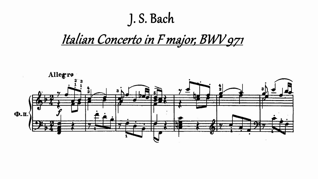 J. S. Bach - Italian Concerto in F major, BWV 971 - YouTube