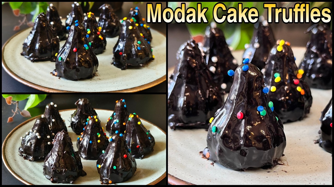 Modak Cake Truffles | Easy Chocolate Cake Truffles | Chocolate Truffles ...