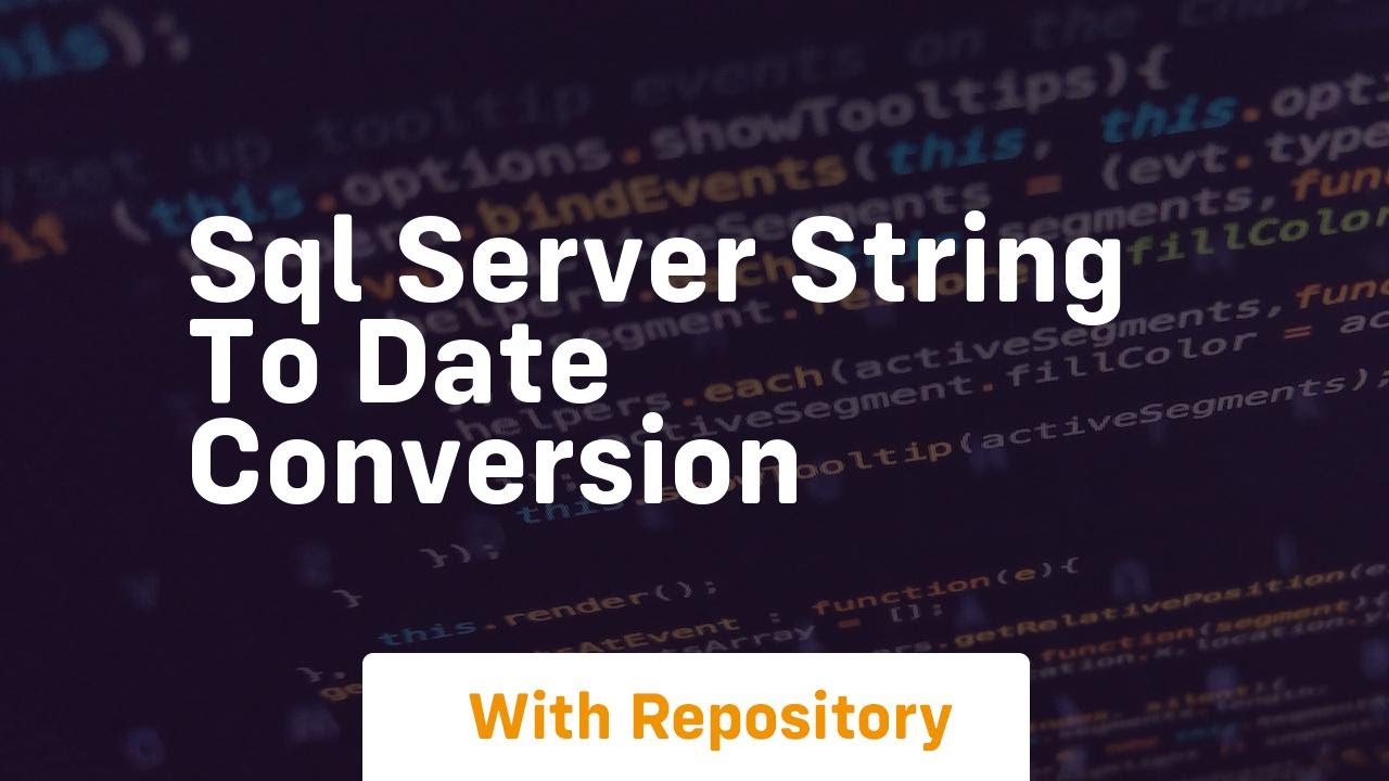 sql server string to date conversion - YouTube