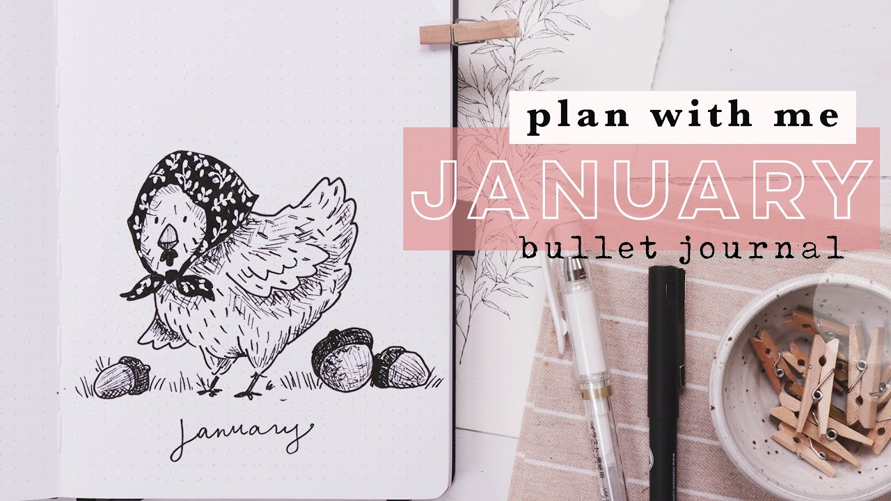 Plan With Me | January 2023 Bullet Journal Chicken Little FOLKLORE ...