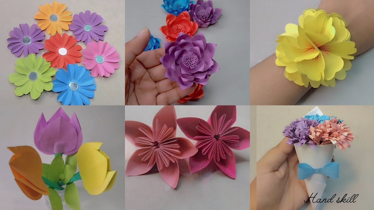 10+ different flowers making tutorial/flower making/paper craft/origami ...