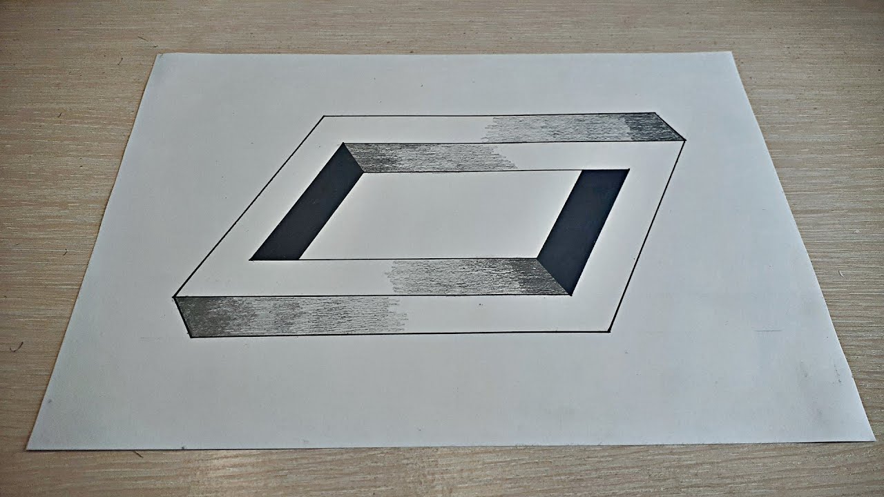 Very simple. 3D illusion on paper - an impossible parallelogram - YouTube