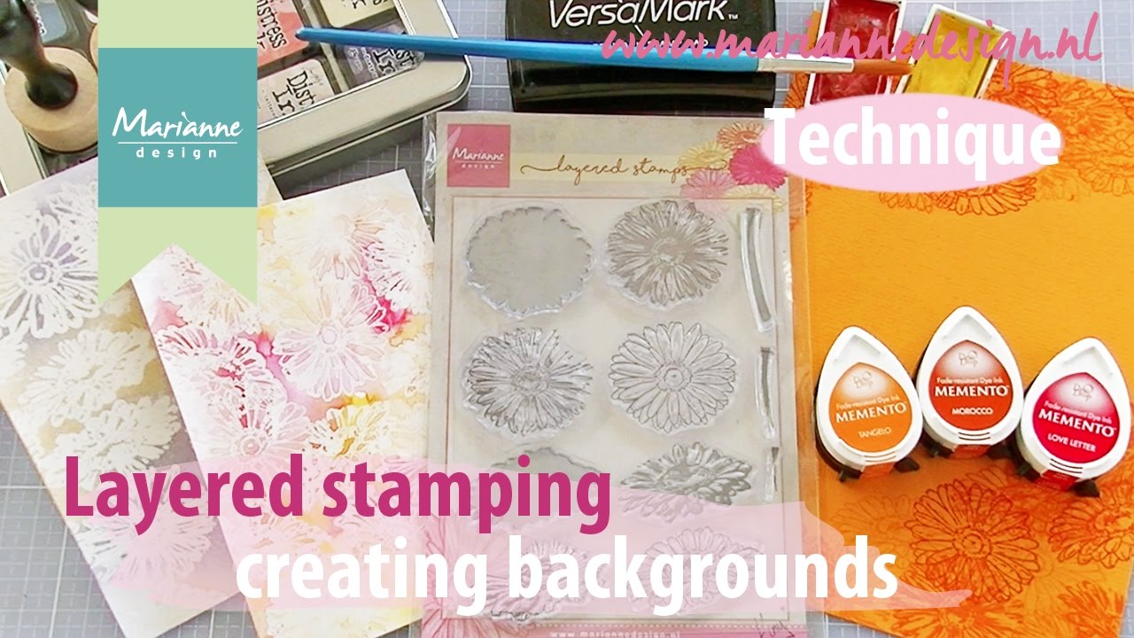 Layered stamping | Creating backgrounds with stamps | Marianne Design ...