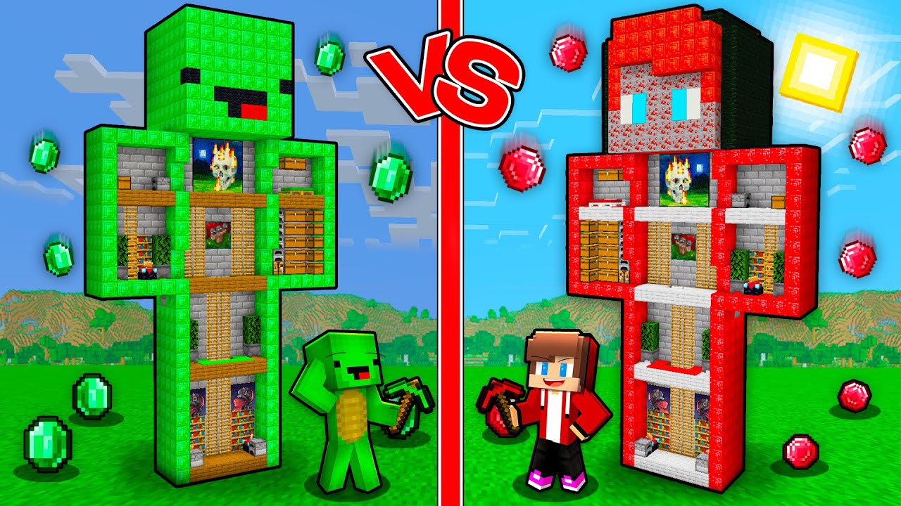 JJ and Mikey: EMERALD vs RUBY Statue Battle in Minecraft - Maizen - YouTube