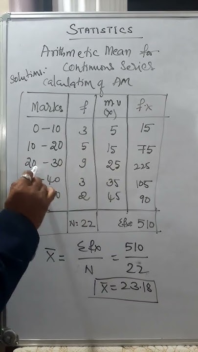 Statistics -Arithmetic Mean for Continuous series Calculation of AM - YouTube