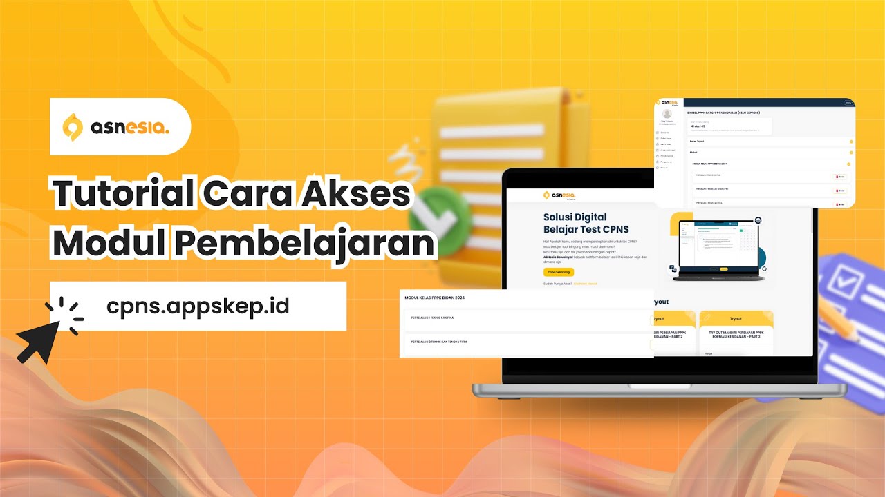 TUTORIAL CARA AKSES MODUL PEMBELAJARAN DI WEB ASNESIA (https://cpns.appskep.id/) - YouTube