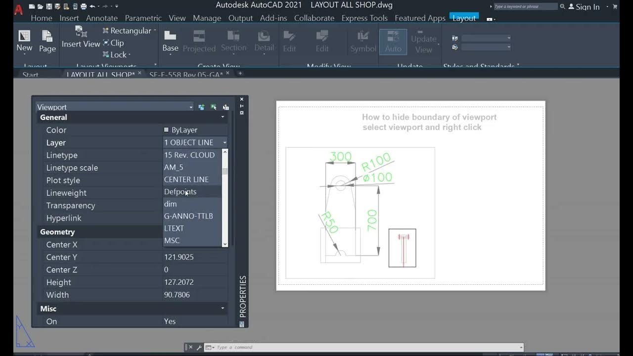 Hide viewport boundary in autocad. - YouTube