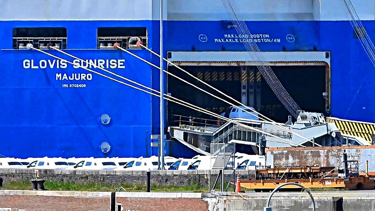 Neuwagenverladung GLOVIS SUNRISE & export cars for RoRo car carrier ...