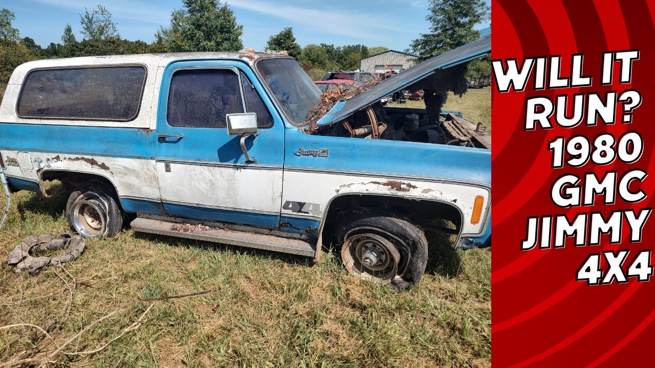 1980 GMC Jimmy 4x4 rotting away in a field, will it run? - YouTube