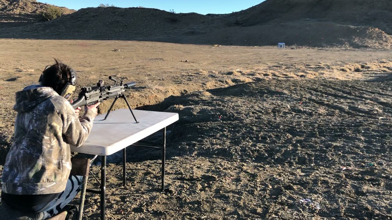M249 SAW with Rugged Razor 762 suppressor - YouTube