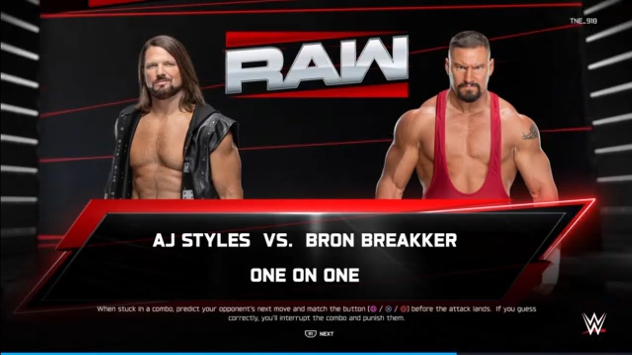 WWE 2K25 : AJ Styles vs Bron Breakker (My First Match!) PS4 - YouTube