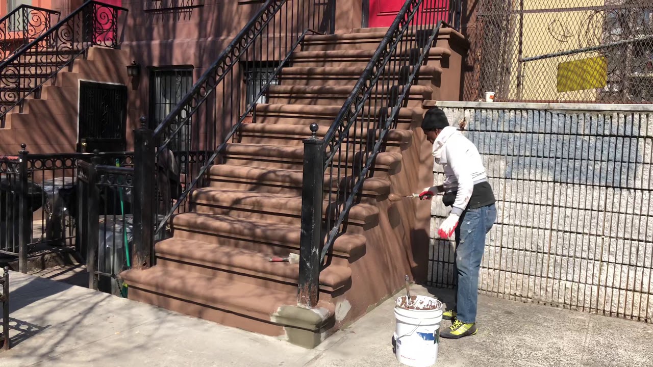 Brownstone Stoop Repair & Paints - YouTube