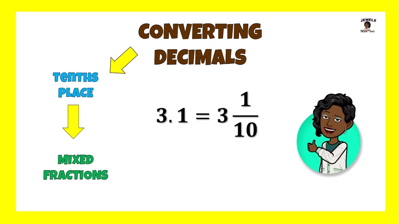 Decimal to a Mixed Fraction (Tenths Place) - YouTube