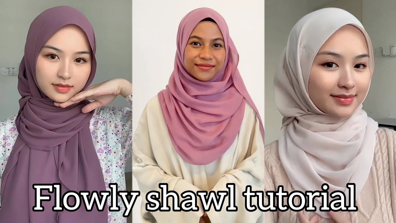 Everyday Simple And Easy Hijab Tutorial । Flowly Shawl Tutorial । - YouTube