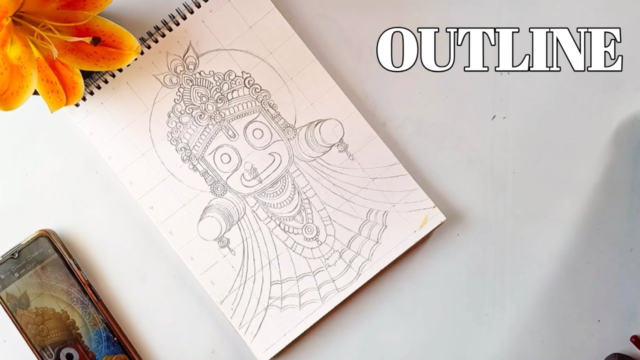“Lord Jagannath Drawing Outline ️ Easy & Perfect Step-by-Step Sketch ...