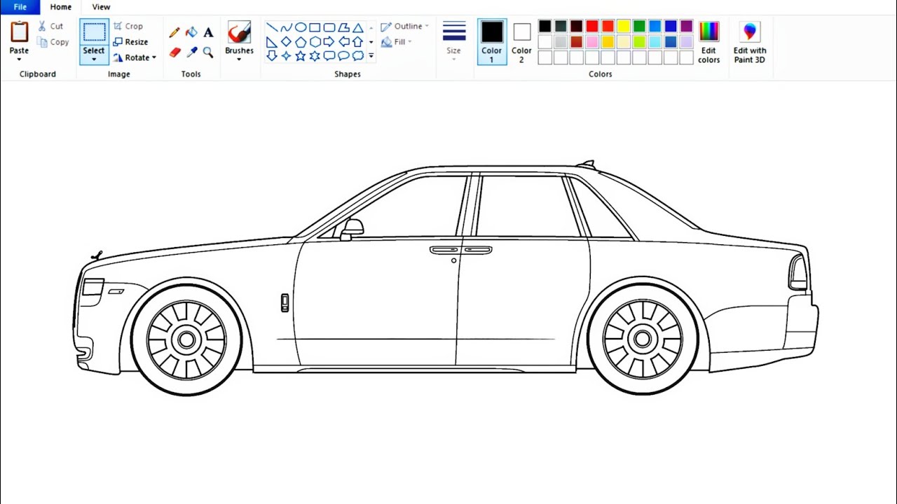 How to draw Rolls Royce Ghost Using Ms Paint | Drawing Rolls Royce Car ...