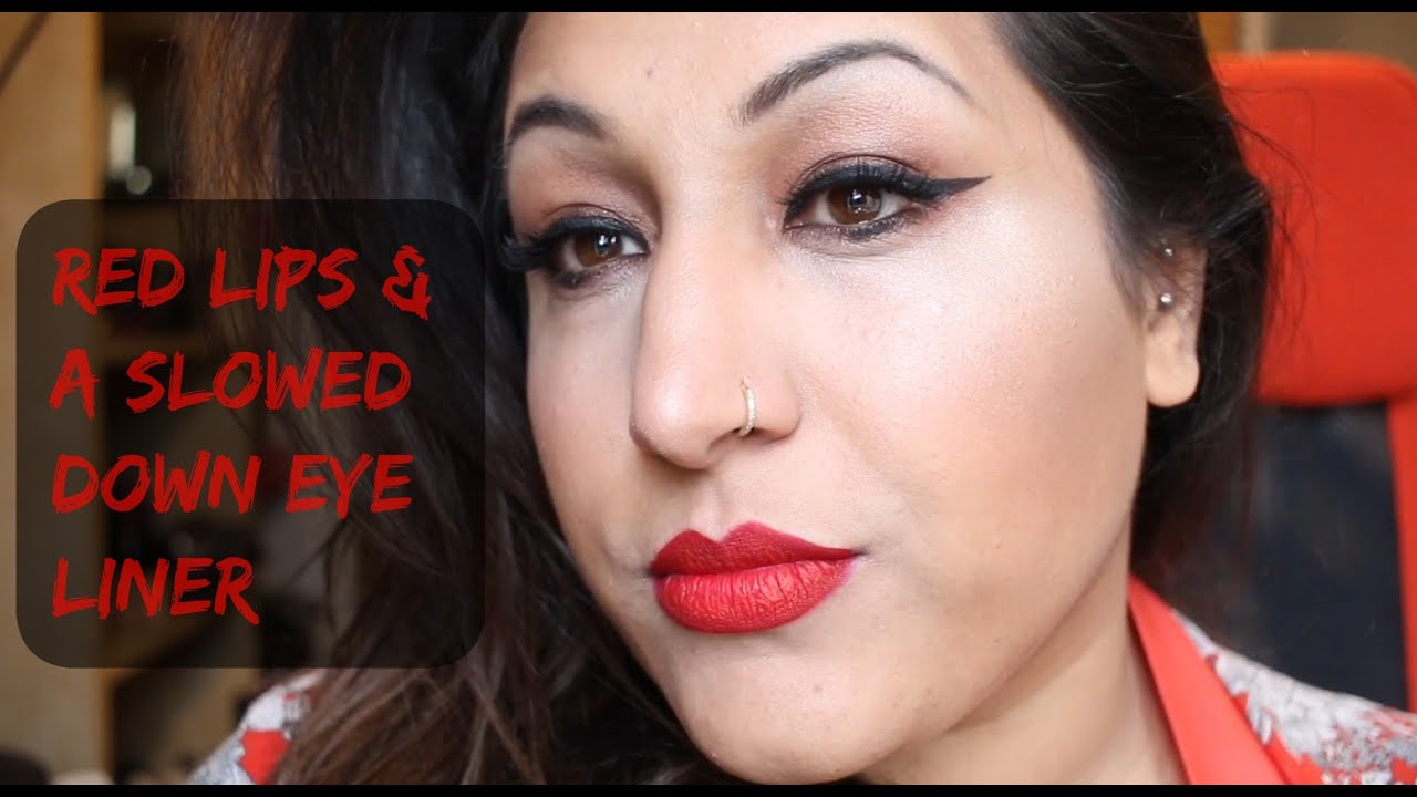 Red Lips And A Slowed Down Winged Liner Youtube