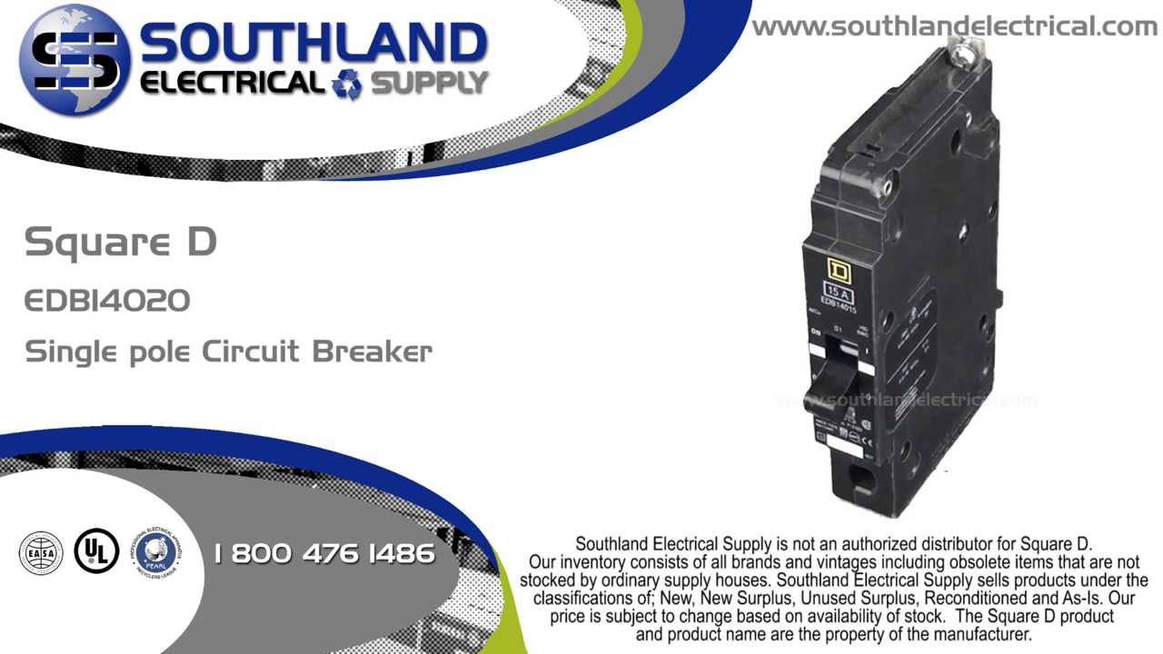 Square D EDB14020, 20 Amp, 277 Volt, 1 Pole Circuit Breaker - YouTube