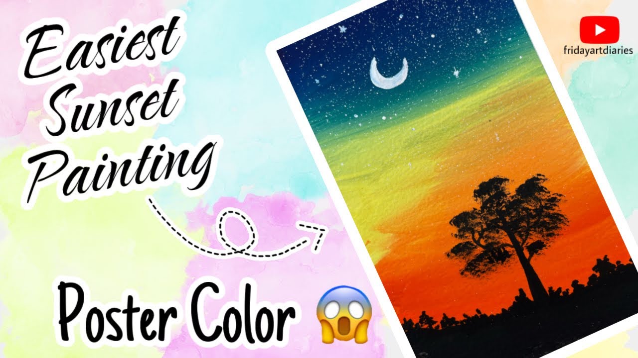 Easiest Sunset Painting | Poster Col or Painting #art #painting - YouTube