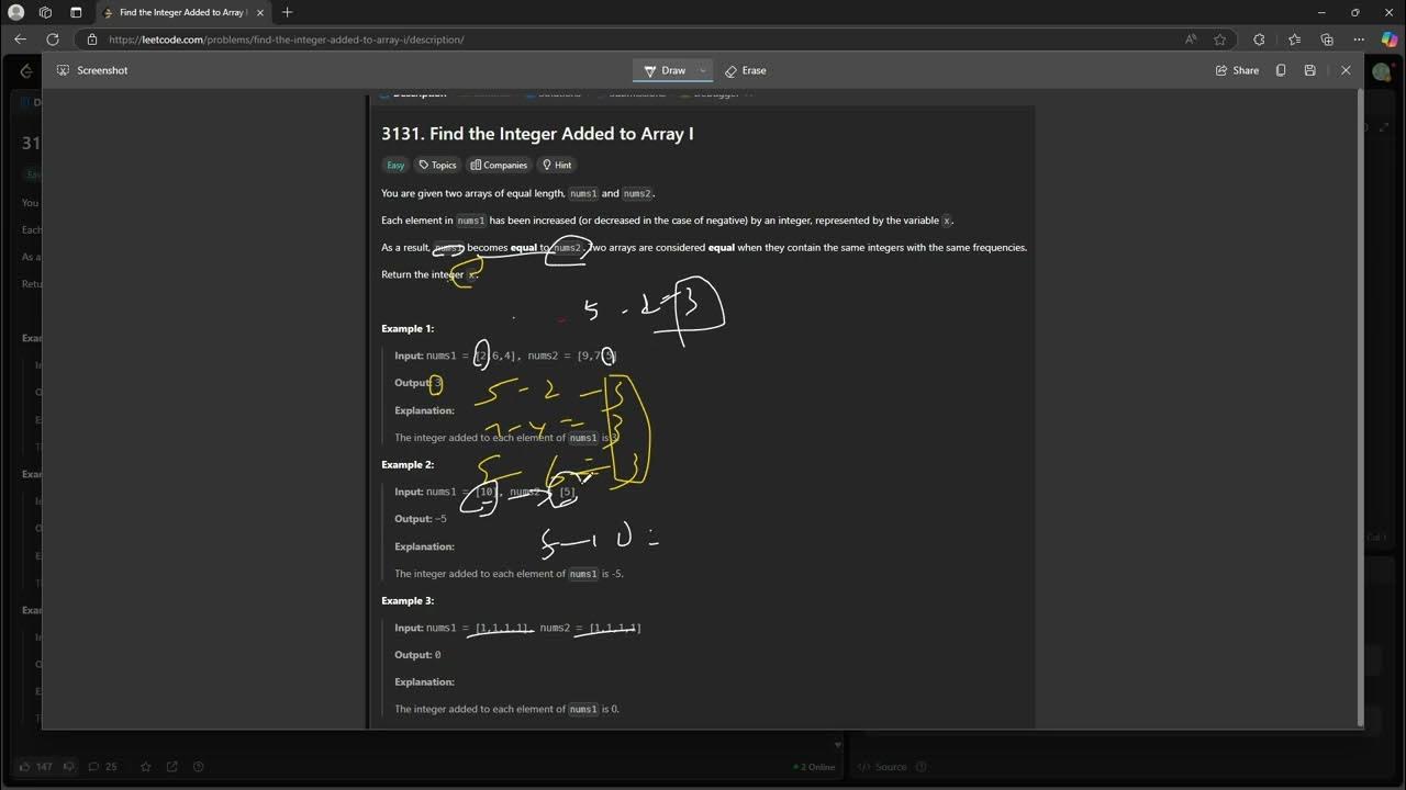 #LeetCode 3131 | Find the Integer Added to Array I #Java - YouTube