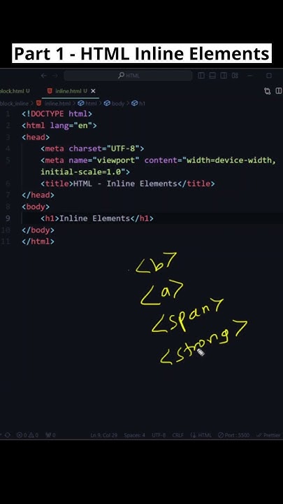 Part 1 - Visual Guide to HTML Inline Elements | Demonstration #htmlintroduction #codewithmayur ...