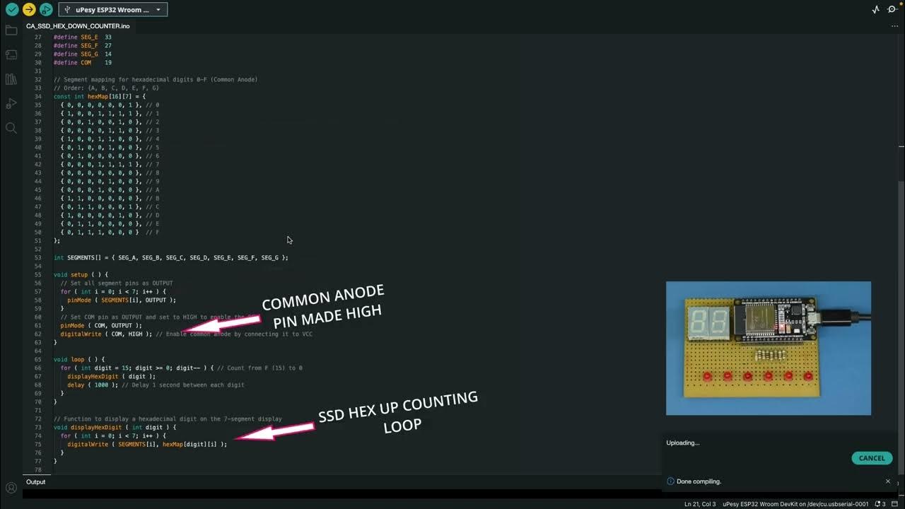 ESP32 Hexadecimal Down-Counter on Common Anode 7-Segment Display | Microcontroller Project - YouTube
