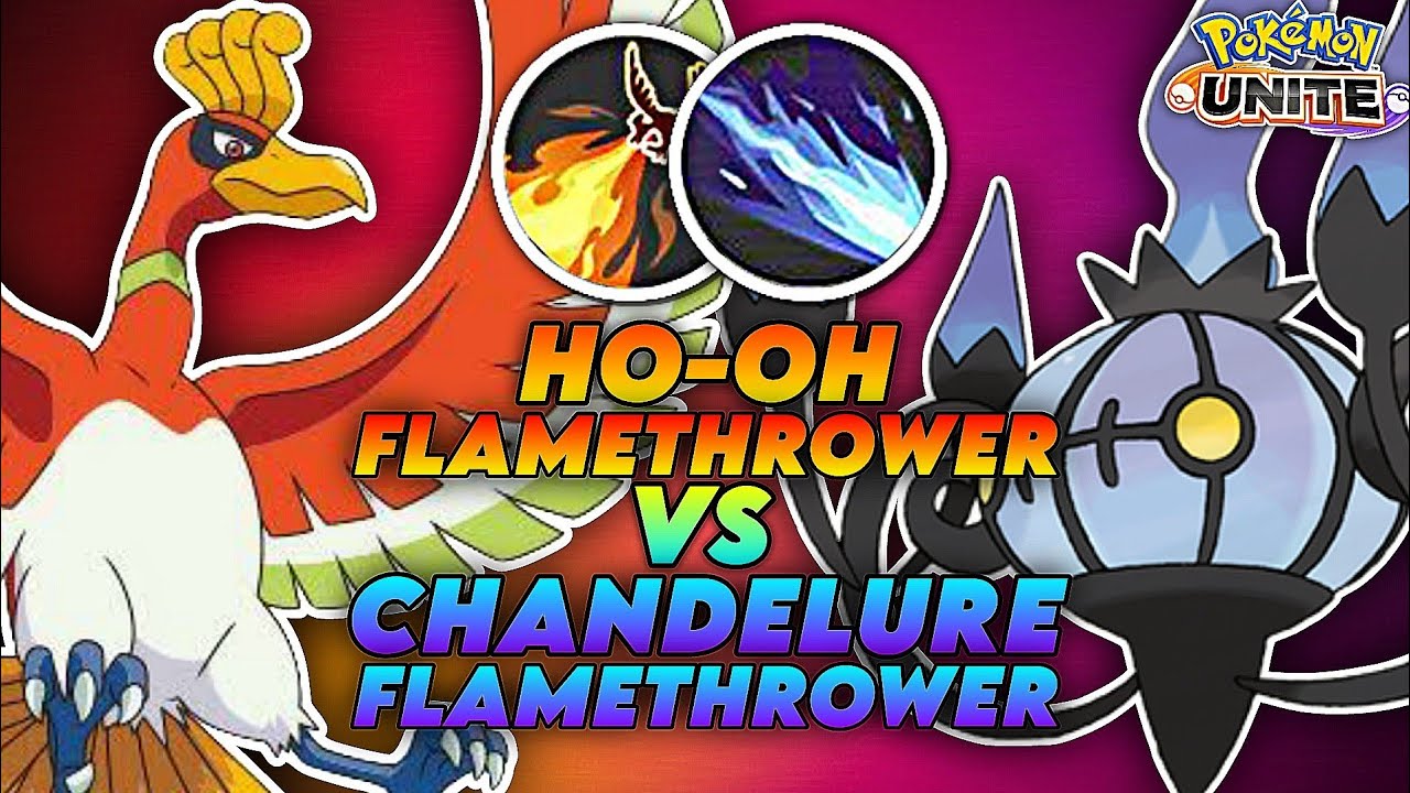 Ho-oh Flamethrower Vs Chandelure Flamethrower | Pokemon Unite Gameplay ...
