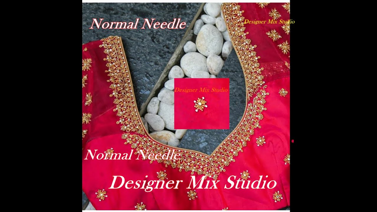 Aari work using normal needle ~ design 18 - YouTube