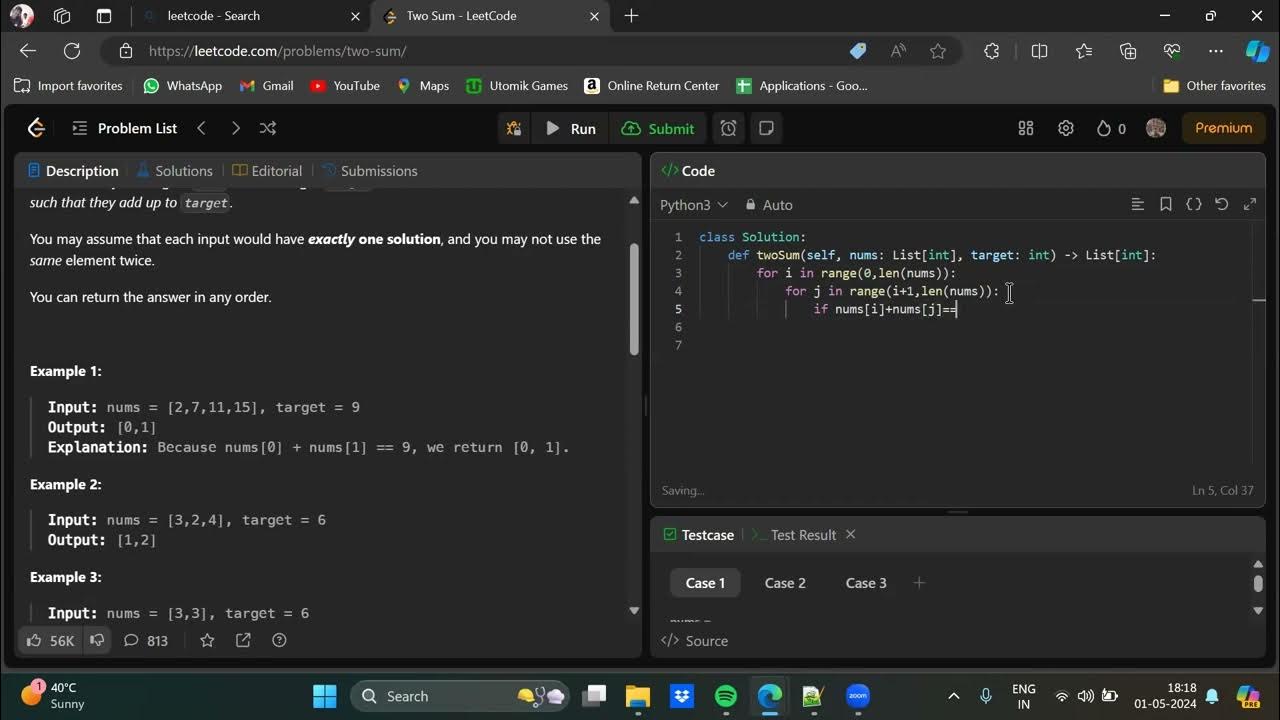 Leet Code Two Sum Code Leetcode Twosum Coding Python Programming Twosum Youtube
