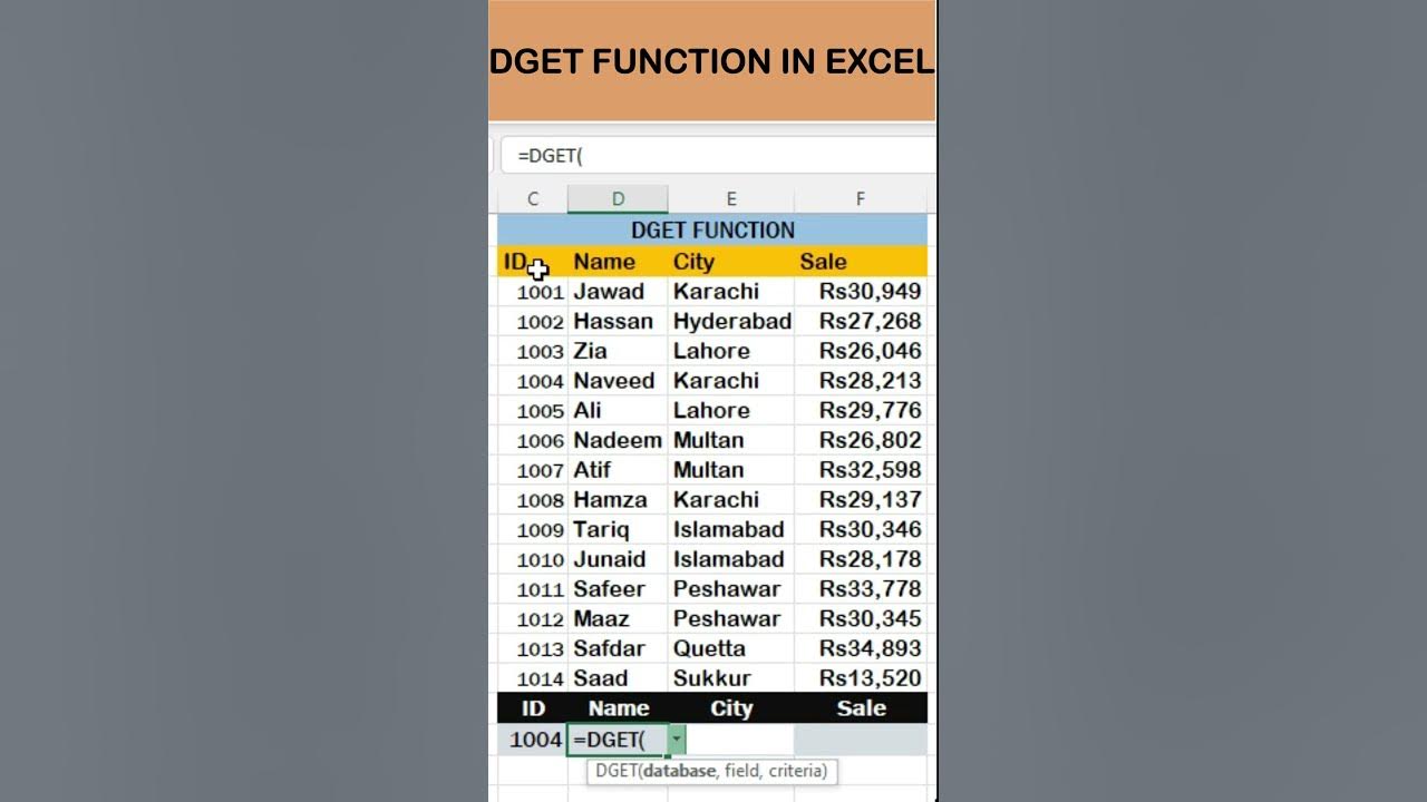 What Is Dget Function And How To Use It Dgetfunction Exceltips Exceltutorial Excelformula