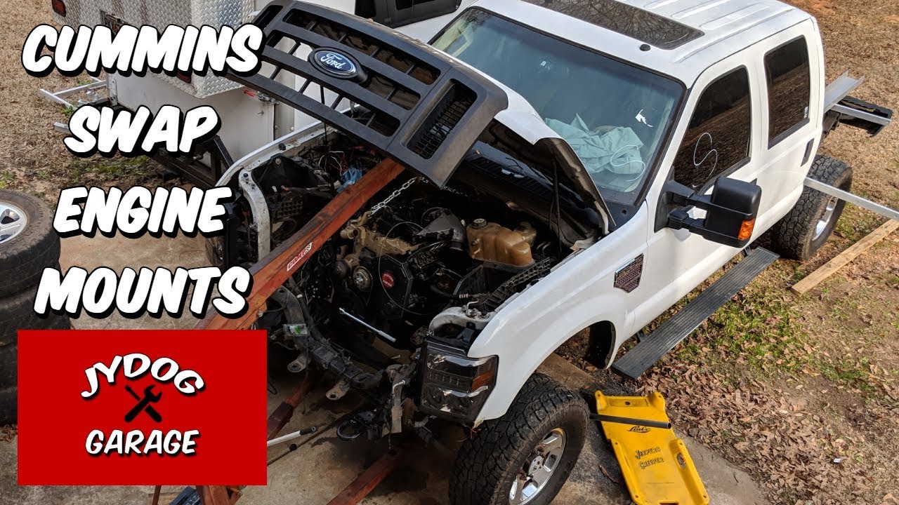 6.4 Ford F250 to 12 valve Cummins Swap - Engine Mounts - YouTube
