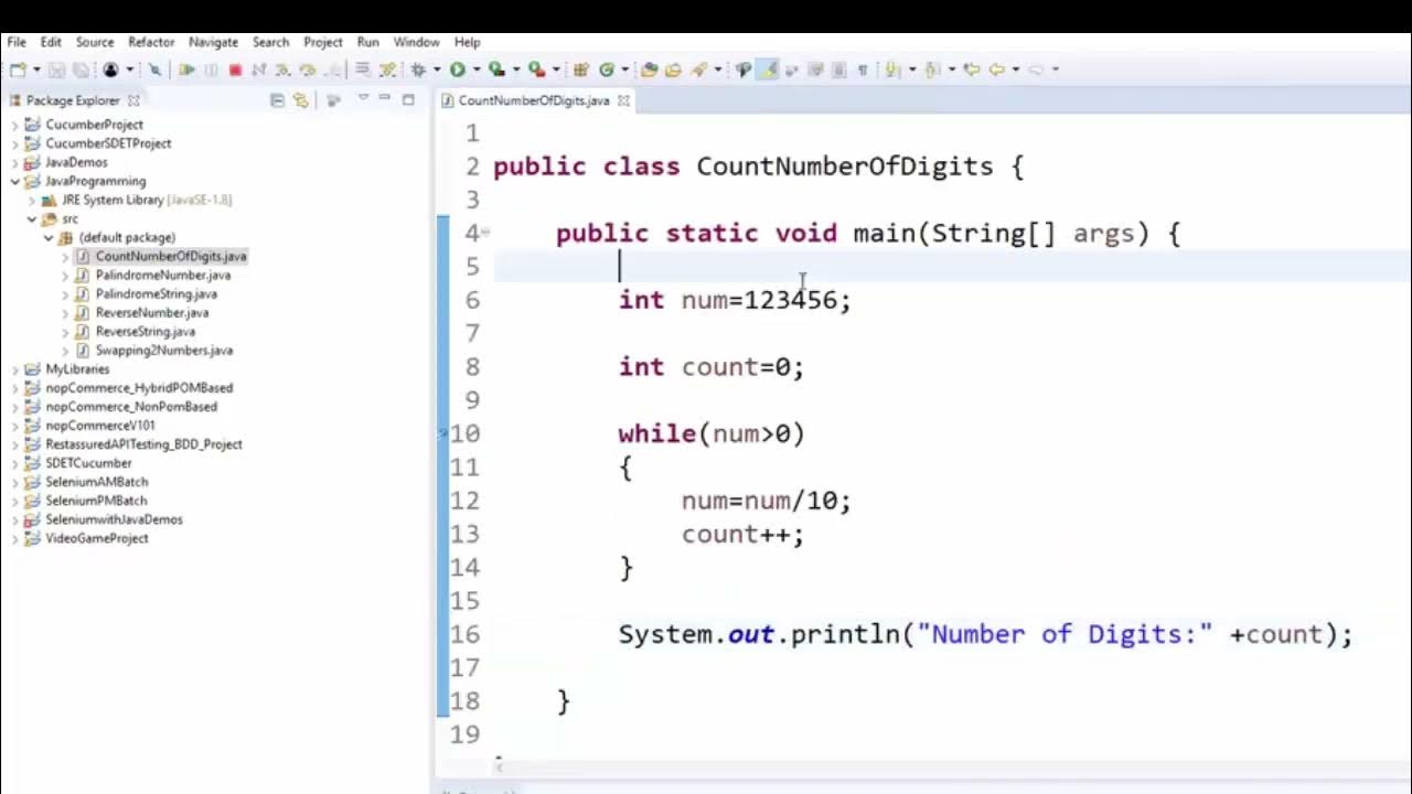 Java Program to Count Number Of Digits in A Number - YouTube