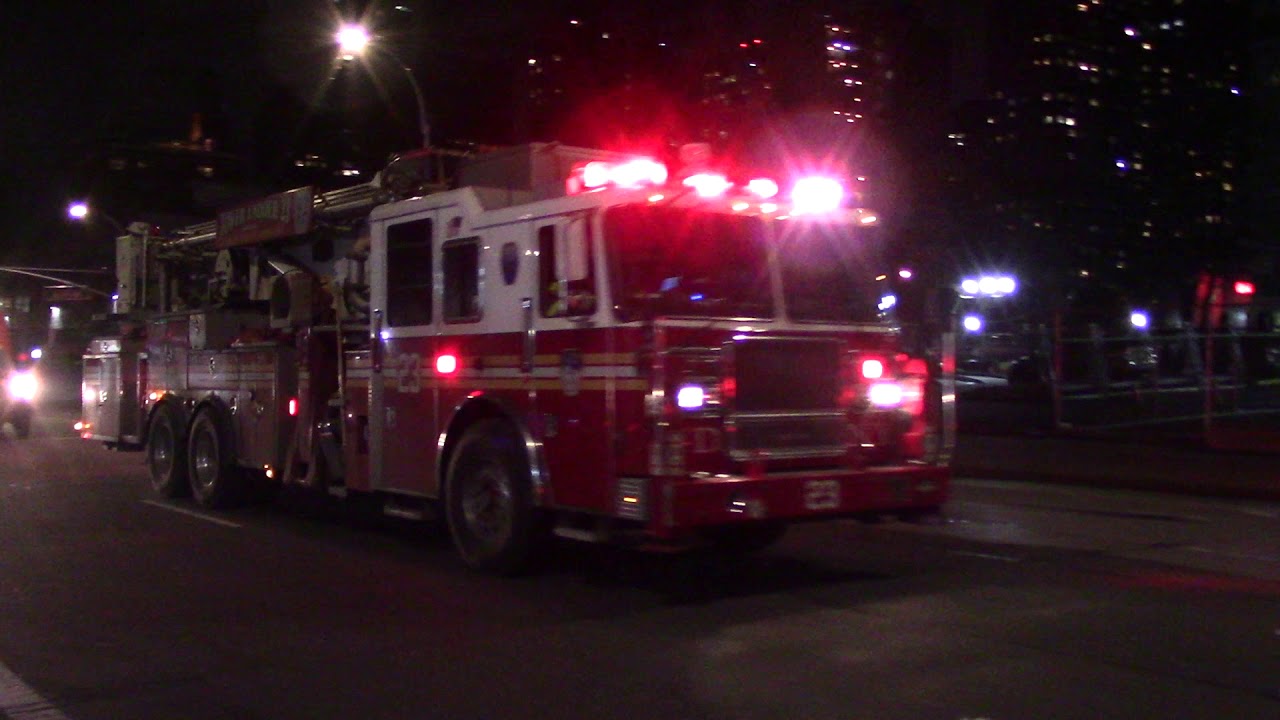 FDNY Tower Ladder 23 Rare CPC - L23 And Haz-Tac Responding - YouTube