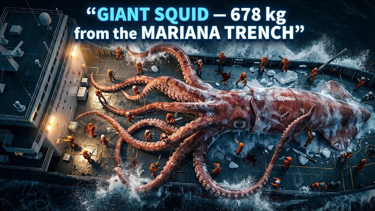Caught the MONSTROUS 678 kg Giant Squid from the MARIANA TRENCH! INSANE ...
