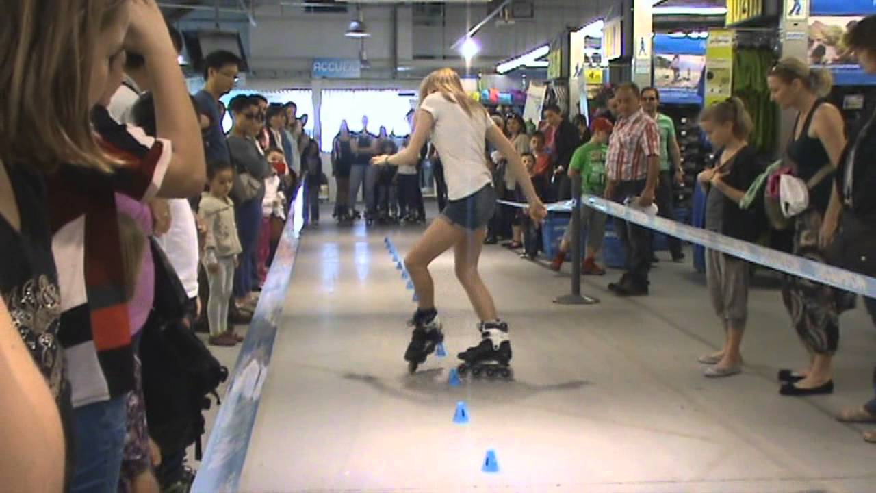demo roller slalom decathlon - YouTube