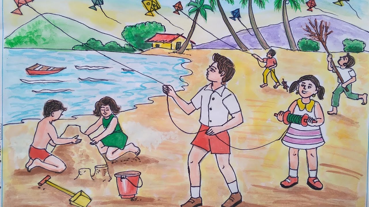 Kite Festival colour drawing class 7 vikas Drawing & Coloring - YouTube