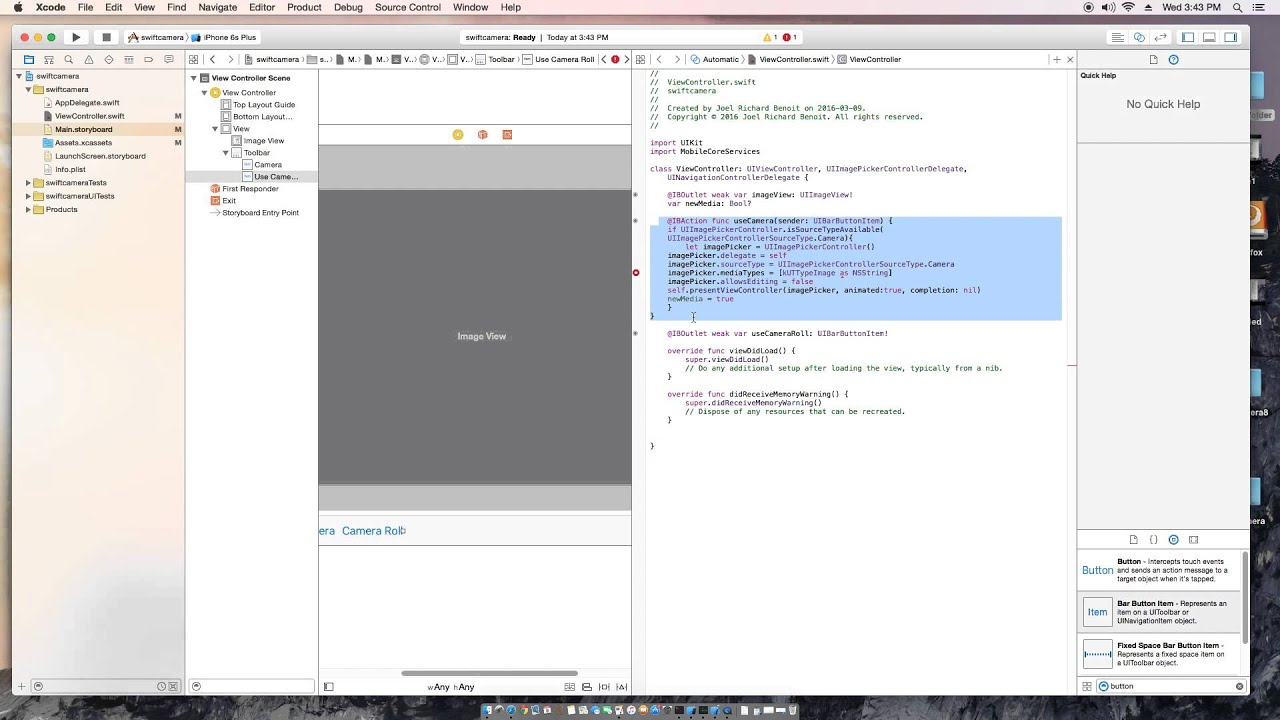 A camera app in Swift Code Ios X Code - YouTube