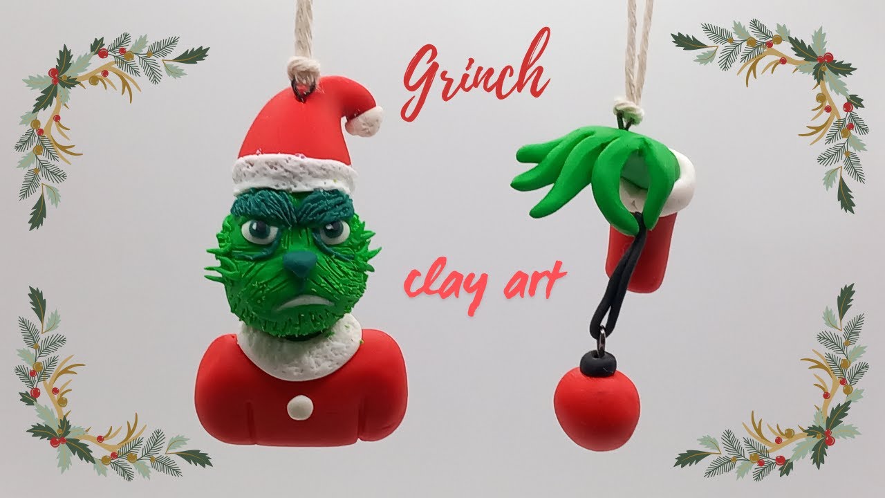 Making Grinch Christmas Ornaments | Clay art - YouTube