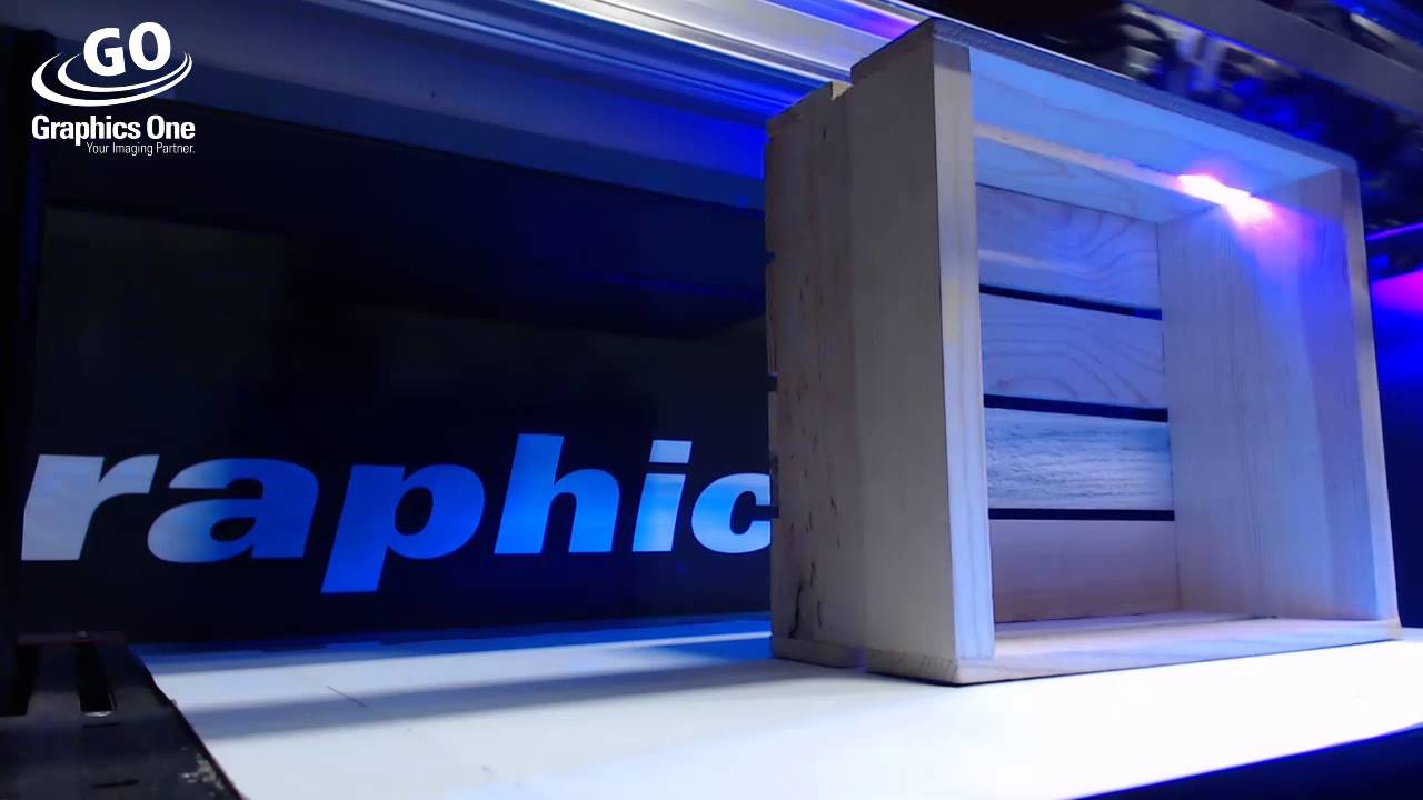 Compress iUV-600s UV LED Flatbed Printing on Wooden Crate - YouTube