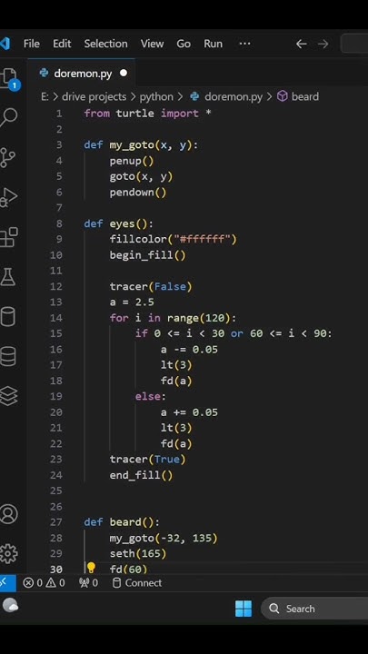 create doremon in python code #python #reel #amazing #cartton #viral #viralvideo - YouTube