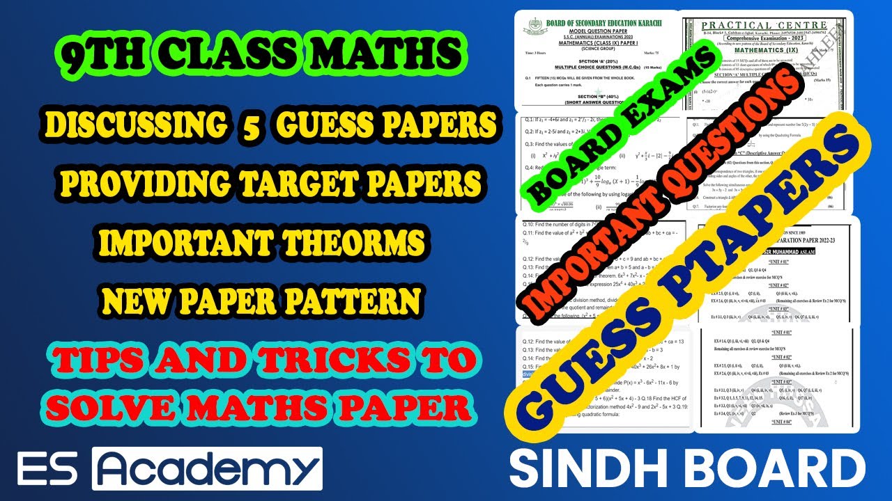 Guess Paper for Class 9 Mathematics Board Exam 2023 | Important ...