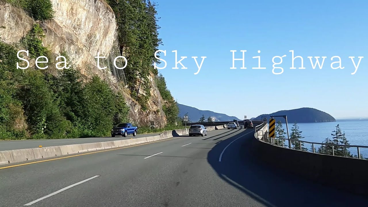 Driving "Sea to Sky" Highway from Whistler to Vancouver British ...