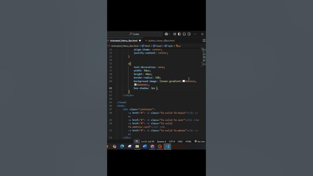 Animated Menu Bar 🎃 using HTML and CSS - YouTube