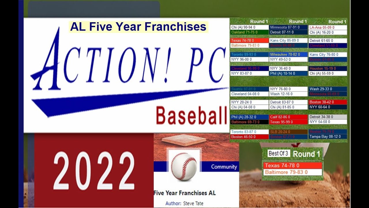 Action PC Baseball 2022 - AL 5 year Franchise Tournament 74-78 Rangers ...